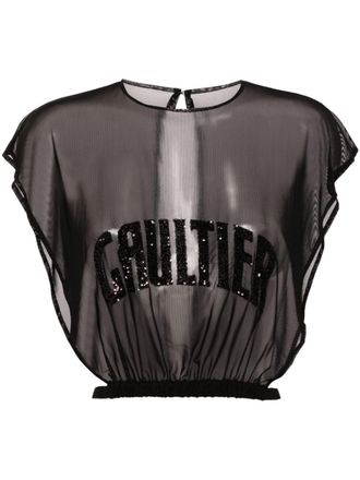 Jean Paul Gaultier haut à ornements en sequins - Noir