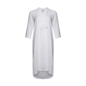 Tiffany & Co. R&uuml;schen Leinen Langarmkleid - - Dresses - Damen - Wei&szlig; - XS/S
