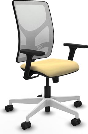 Piqueras y Crespo B&uuml;rodrehstuhl mit 3D-Armlehnen, h&ouml;henverstellbare Lendenwirbelst&uuml;tze, ausgestattet mit 3 Positionen und Schneideschaum, Wei&szlig;/Cremefarben