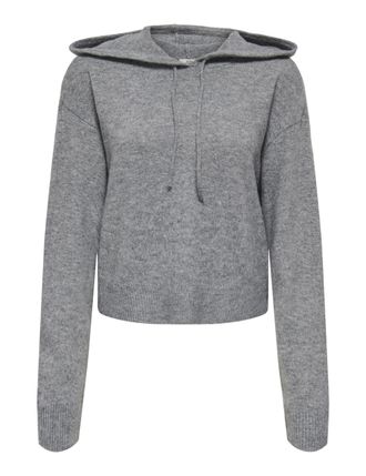 Jacqueline de Yong JdY Damen Jdyrue Life L/S Short Hood Pul KNT Noos, Medium Grey Melange, M