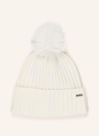 HUGO BOSS M&uuml;tze Mit Kunstpelz weiss