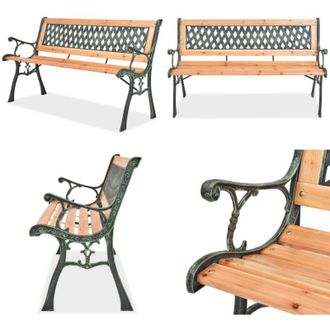 vidaXL Vidaxl - Banc de jardin 122 cm Bois - Banc De Jardin - Mobilier De Jardin - Banc En Bois - Fer Forg&eacute; - D&eacute;coration Jardin - Home & Living