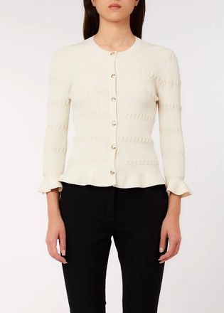 Liu Jo Femme, Pulls, Beige, Taille: 42 FR Cardigan &agrave; Volants