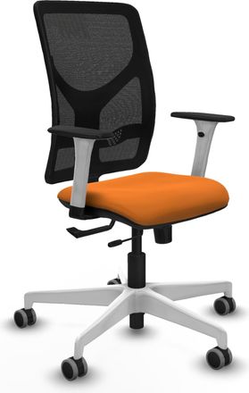 Piqueras y Crespo Schreibtischstuhl Orange mit wei&szlig;en und schwarzen Armlehnen, h&ouml;henverstellbare Lendenwirbelst&uuml;tze, ausgestattet mit Syncro/Traslack und Schneideschaum