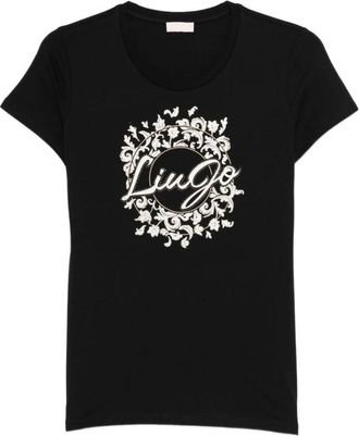 Liu Jo Femme, Tops, Noir, Taille: 36 FR T-shirt en coton avec imprim&eacute;