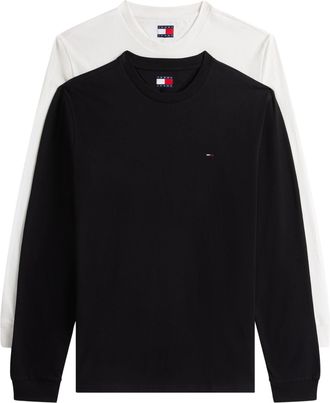 Tommy Jeans Mens TJM Slim 2PACK L/S EXT DM0DM22148 L/S T-Shirt, Multi (Ecru/Black), 4XL, Mehrfarbig (Ecru/Schwarz), 4XL