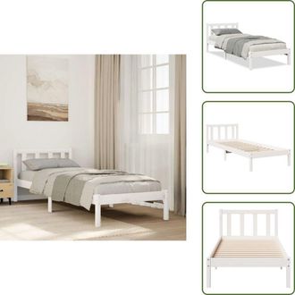 vidaXL Massivholzbett Extra Lang ohne Matratze Wei&szlig; 80x220 Kiefernholz - Bettrahmen - Bettgestell - Bett - Einzelbett