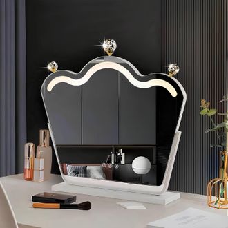 Generic Kronen-Schminkspiegel, Beleuchteter Kosmetikspiegel, Dreifarbige Beleuchtung, Touch-Bedienung, F&uuml;r Schminktisch, Schlafzimmer, Hotel-Dekorationsspiege