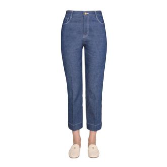 Tory Burch Femme, Jeans, Bleu, Taille: W28 Jean &Eacute;vas&eacute; Court