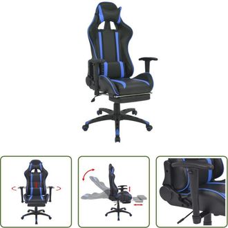 vidaXL vidaXL Neigbarer Stuhl - Neigbarer Racing-B&uuml;rostuhl mit Fu&szlig;st&uuml;tze Blau