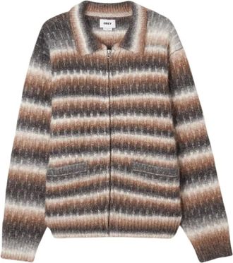 Obey Homme, Pulls, Multicolore, Taille: M Cardigan zipp&eacute; en m&eacute;lange premium