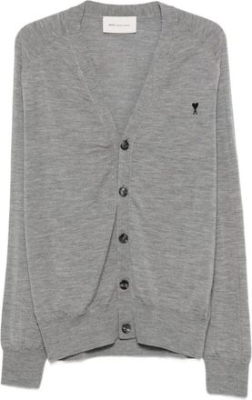 Ami Homme, Pulls, Gris, Taille: XS Cardigan boutonn&eacute; &agrave; col en V