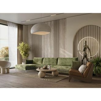 Fun Möbel Ecksofa Designersofa madison Stoff Tender Way Grün Ottomane Links