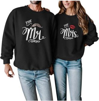 Generic Sweat &agrave; capuche d&eacute;contract&eacute; et sportif pour la Saint-Valentin 2026 avec imprim&eacute; Saint-Valentin pour les amoureux (hommes), Noir, L