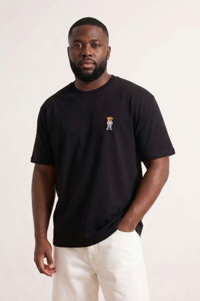 Trendyol MAN Herren Schwarz Animal-Print Kurz Oversize Gro&szlig;e Gr&ouml;&szlig;en T-Shirts