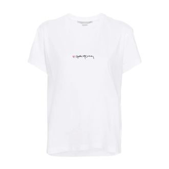 Stella McCartney Femme, Tops, Blanc, Taille: 38 FR T-shirt en coton brod&eacute; du logo
