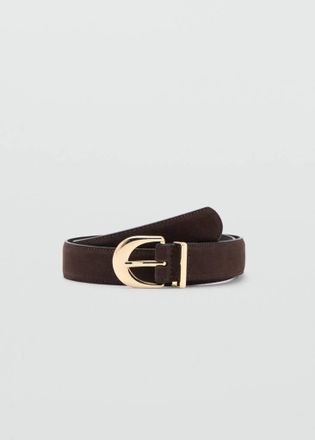 Mango Ceinture boucle ovale chocolat - Femme - XL - MANGO
