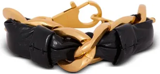 Balmain Bracelet cha&icirc;ne souple 1945 et cuir - Femme - Accessoires - Noir - Taille: ONE Size