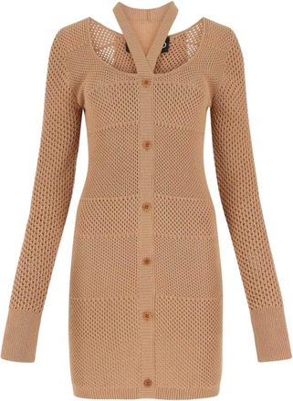 ADĀMO Andrea Adamo Femme, Robes, Brun, Taille: 38/40 FR Biscuit Mesh Mini Dress
