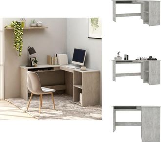 vidaXL Vidaxl - Bureau dangle en forme de l Gris Béton Bois dingénierie - Bureau Dangle - Bureau Moderne - Bureau Gris - Bureau Design - Meuble De Bureau