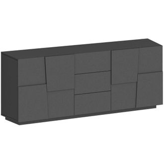 Dmora Kommode Yoel, Wohnzimmer-Buffet, Wohnzimmer-Kommode mit 4 T&uuml;ren und 3 Schubladen, 220x44x86 cm, Anthrazit - Dmora