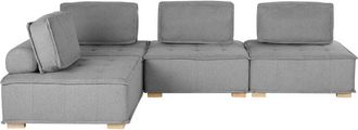 Beliani Modulares Ecksofa Grau Polsterbezug 300 x 200 cm Gesteppt 4-Sitzer Wohnlandschaft L-Form aus Verschiedenen Elementen mit Kissen Modern Skandi