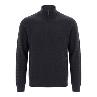 Emporio Armani Maglia Zip Operata - - Sweatshirts & Hoodies - Herren - Blau - XL
