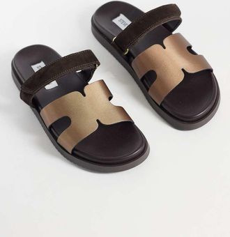 Steve Madden Missile - Sandales &agrave; brides en satin - Marron et bronze