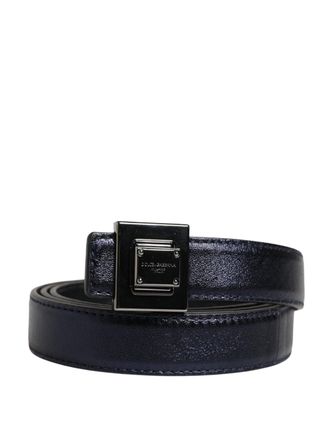 Dolce & Gabbana Men Black Classic Leather Square Buckle Belt Calf