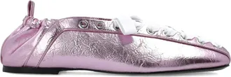 Ganni ballerines &agrave; lacets - Rose