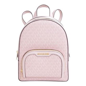 Michael Kors Damen Rucksack Jaycee Medium Backpack - Powder Blush, PVC & Leder, goldfarbene Details, Laptopfach, eleganter Designer-Rucksack