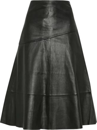 Yves Salomon Femme, Jupes, Noir, Taille: 46 FR Jupe &eacute;vas&eacute;e en cuir dagneau