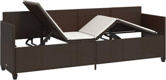 Festnight Gartensofa mit Liegefunktion Rattan Sofa 3 Sitzer Balkon Liegesofa Sonnenliege Gartenliege Verstellbar Rattansofa Lounge Sofa Liege Outdoor mit Schlaf