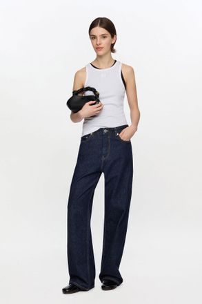 Ganni Jeans fonc&eacute; Izey Bleu marine Coton biologique - Taille 24W/33L - Pour Femme