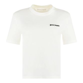 Palm Angels Baumwoll-T-Shirt mit Rundhalsausschnitt - - Tops - Damen - Wei&szlig; - M