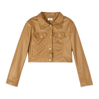 Oltre Cropped jacket aus beschichtetem Stoff - - Jackets - Damen - Braun - 4XL