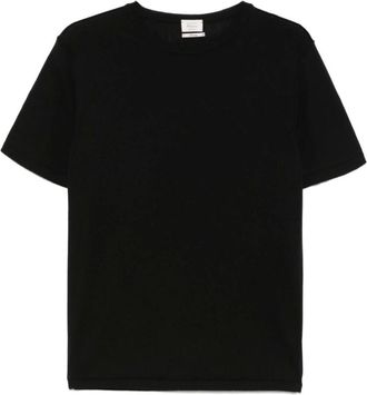 Daniele Fiesoli Homme, Tops, Noir, Taille: L Noir &agrave; c&ocirc;tes Col ras du cou T-shirts