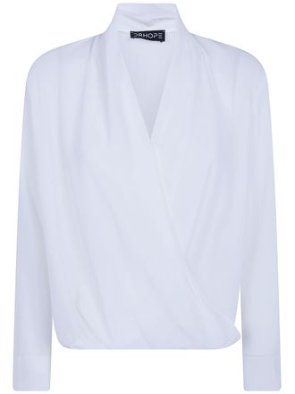 DRHOPE Shirt Silky White Classic Twist Shirt