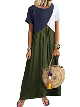 Minetom Femme Robe dété Chic Coton Robe de Plage Grande Taille Robe Desigual Femme B Vert FR 50