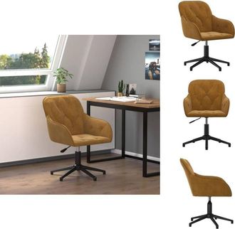 vidaXL Bürostuhl Drehbar Braun Samt - Bürostuhl - Drehstuhl - Samtstuhl - Arbeitsplatzstuhl - Home Office Stuhl