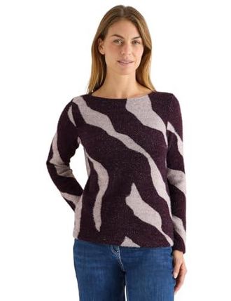 Cecil T-Shirt en Fil &agrave; Plumes &agrave; Motifs Eggplant Rouge XXL