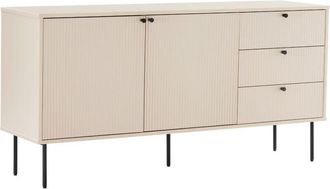 Oviala Buffet 2 portes et 3 tiroirs décor mélaminé 150 cm beige