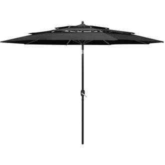 vidaXL Vidaxl - Parasol &agrave; 3 niveaux avec m&acirc;t en aluminium Anthracite 3 m