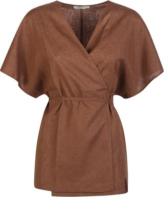 Hinnominate Hinnominate, Femme, Blouses et Chemises, Brun, Taille: 40 FR Short Sleeve Belted Shirt