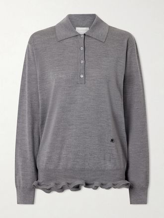 Stella McCartney Ruffled Wool Polo Shirt - Gray
