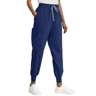 Generic Pantalon de jogging Scrvb taille haute pour femme avec cordon de serrage &eacute;lastique, pantalon de travail multi-poches, pantalon uniforme respirant et c