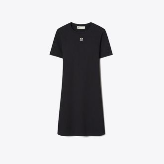 Tory Burch Geripptes T-Shirt-Kleid aus Baumwolle