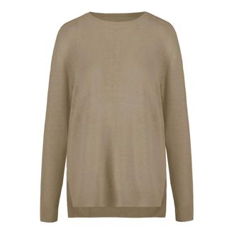 Bomboogie Femme, Pulls, Beige, Taille: 44 FR Pull en lin &agrave; col rond