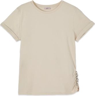 Oltre Femme, Tops, Blanc, Taille: 44 FR T-shirt avec d&eacute;tail bijou