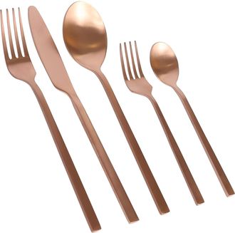 Argon Tableware Argon Tischware 20 St&uuml;ck Besteckset aus Edelstahl - Kupfer - Essen Gabeln Messer L&ouml;ffel Hochglanzpoliert Metall 4-Person Tisch Gabel Messer L&ouml;ffel Set
